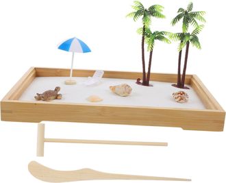 SOLUSTRE Zen Garten Satz Selbstgemacht Sandkasten Robust Miniatur Stranddeko Für Schreibtisch Geschenk Strand Zen Garten Landschaftsfiguren