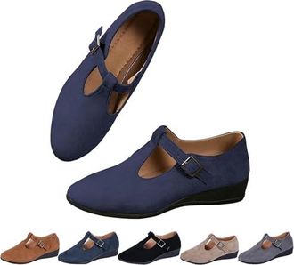 Generic Chaussures orthop&eacute;diques tendance pour femme avec semelle &eacute;paisse et bout pointu r&eacute;tro Mary Janes avec boucle de cheville, chaussures d&eacute;contract&eacute;es po