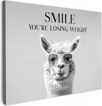 MuchoWow © Wandbilder 40x30 cm Badezimmer WC Toilette Wanddeko Zimmerdeko Wandgemälde Zimmer Deko auf Wand Dekoration Wall Art Zitate - Lama - Lächeln - Sprich