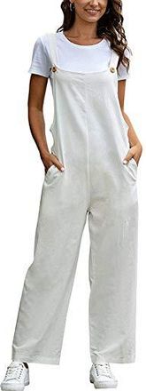 Lazutom Salopette ample d&eacute;contract&eacute;e pour femme - Blanc - 44