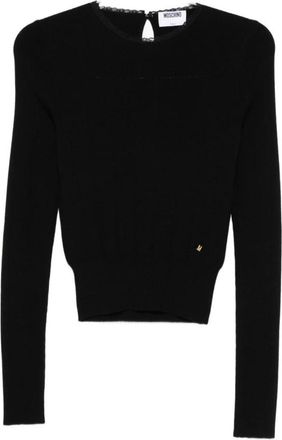 Moschino Femme, Pulls, Noir, Taille: 40 FR Pull c&ocirc;tel&eacute; &agrave; finitions en dentelle