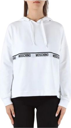 Moschino Femme, Sweatshirts et sweats à capuche, Blanc, Taille: 40 FR Felpa Banda Logata