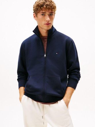 Tommy Hilfiger Sweatjacke ESSENTIAL FLEECE STAND COLLAR mit Stehkragen, regular fit, Rippb&uuml;ndchen