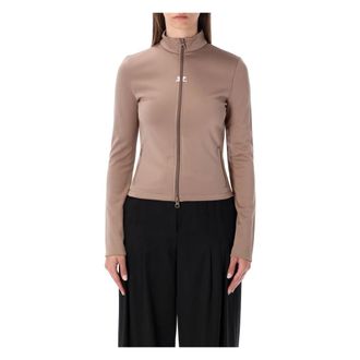 Courr&egrave;ges Sportliche Trainingsanzug Jacke mit Stehkragen - - Sweatshirts & Hoodies - Damen - Braun - XS