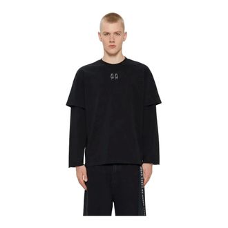 44 Label Group Homme, Tops, Noir, Taille: XL Double Sleeve T-Shirt