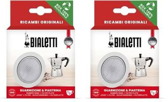 Bialetti Ricambi, includes 1 gasket and 1 plate, compatible with La Mokina and Moka 1/2 cup, white, silver, BIA640301 (Packung mit 2)