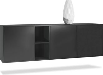 Vladon Kommode Cuba, Made in Germany, Schwarz matt/Schwarz matt - Modernes Sideboard f&uuml;r Ihr Wohnbereich - (BxHxT) 182x53x35 cm