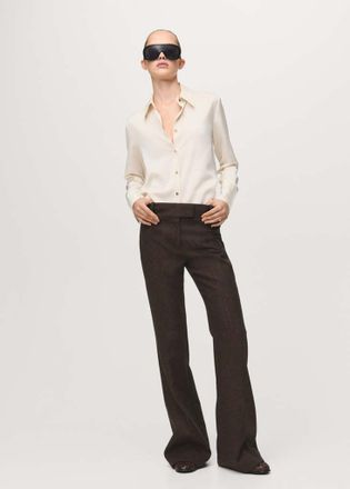 Mango Flie&szlig;ende Satinbluse ecru - Damen - XS - MANGO