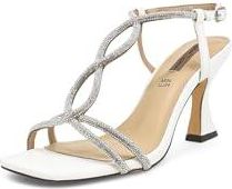 Queen Helena Sandales élégantes avec strass avec talon avec bracelet femme S2909, Blanc, 36 EU