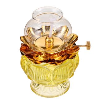 Lurrose Vintage Lotus &Ouml;llampe aus Glas Windfeste Buddha Petroleumlaterne mit Flammenregulierung Dekorative Sturmlampe f&uuml;r Innen und Au&szlig;enbereich