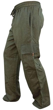 Shopoholic Fashion Herren-Hippie-Hose im Boho-Stil aus Leichter Baumwolle mit Seitentasche, Green, 2XL
