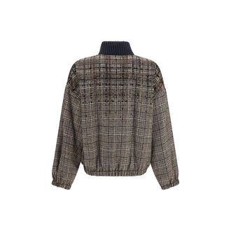 Brunello Cucinelli Sequin-Embellished Checked Jacket - Beige