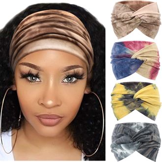 Dreshow 4 St&uuml;ck Damen Stirnband Elastische Weiche Stirnb&auml;nder Kopfband Haarband Kopf Wickeln Niedlich Haarschmuck f&uuml;r Alltag Yoga Sport Fitness