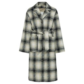 Mazine Laven Vegan Wool Coat - Damen Wollmantel, Gr&ouml;&szlig;e_Bekleidung:XS, Farbe:beige/black/checked
