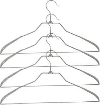 MSV Set mit 18 Kleiderbügeln aus kunststoffbeschichtetem Stahl, sehr robust und rutschfest, Gebogene Seiten, verformt Sich Nicht, alle Arten von Kleidung,