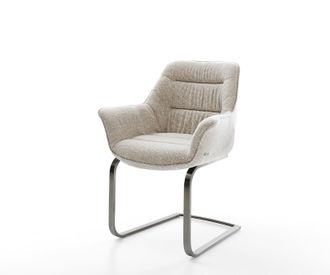 DELIFE Freischwinger Kaira-Flex Webstoff Soft Beige Freischwinger flach Graphit, Esszimmerst&uuml;hle