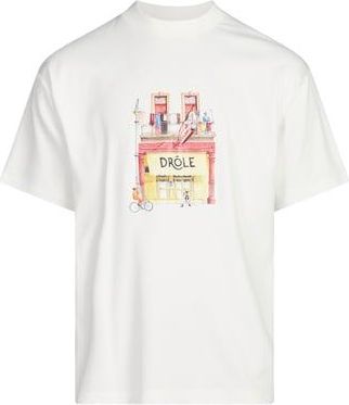 Dr&ocirc;le de Monsieur T-shirt droit imprim&eacute; Caf&eacute; en coton