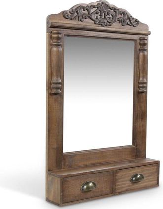 Décoration d'Autrefois Decoration D Autrefois - Miroir ancien rectangulaire vertical 2 tiroirs - Bois - Marron - Décoration dAutrefois