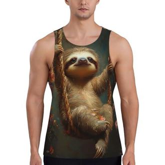 Generic D&eacute;bardeur respirant &agrave; s&eacute;chage rapide sans manches pour homme pour entra&icirc;nement &agrave; la plage S &agrave; 4XL, Fleurs paresseux mignons 19, 3XL