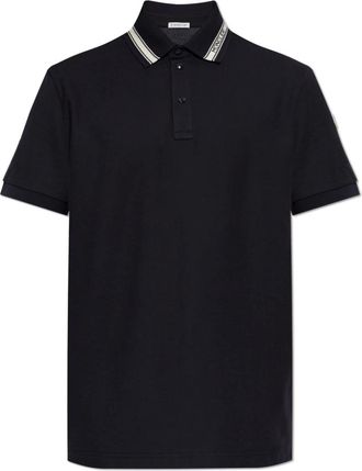 Moncler Homme, Tops, Noir, Taille: XL Polo en piqu&eacute; de coton avec &eacute;cusson logo