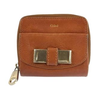 Chlo&eacute; Portefeuille compact Lily en cuir pr&eacute;-poss&eacute;d&eacute; - Femme - Pre-owned - Brun - Taille: ONE Size