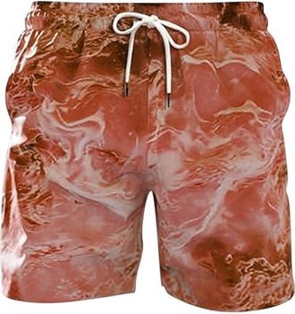 Generic Short de bain pour homme avec poches - S&eacute;chage rapide - Taille haute - R&eacute;glable, Rouge, 4XL