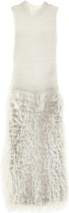 Genny Femme, Robes, Blanc, Taille: 40 FR Long Knit Dress