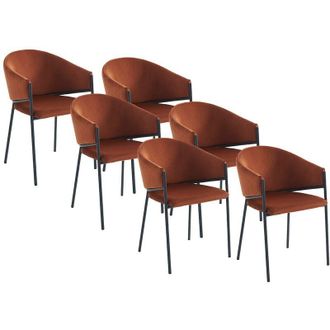 Vente-Unique Lot de 6 chaises avec accoudoirs en velours et m&eacute;tal noir - Terracotta - ORDIDA de Pascal MORABITO