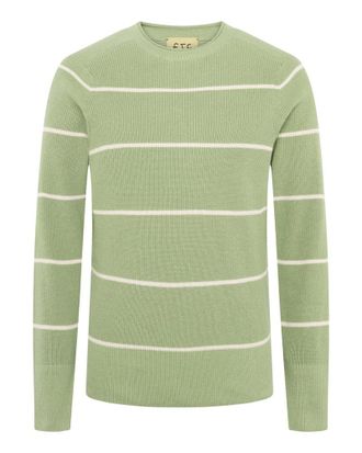 FTC Rundhalspullover mit Streifen aus einem Baumwolle-Kaschmir-Mix in