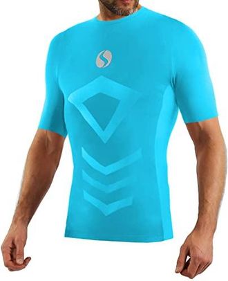 Sesto Senso sous-vêtement de Sport thermoactif pour Homme T-Shirt de Compression à Manches Courtes 2XL/3XL Bleu Clair Blue