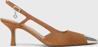 Maje Velourslederpumps Mit Metallkappe - Kamel - Maje