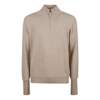 Ballantyne Pullover mit halbem Rei&szlig;verschluss - - Knitwear - Herren - Beige - M