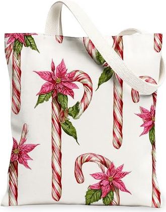 Generic Sacs fourre-tout en toile de sucre dorge &agrave; motif floral &eacute;l&eacute;gant, l&eacute;gers et r&eacute;utilisables, pour le shopping, la salle de sport, la plage, 33 x 38,1 cm