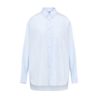 Carven Chemise en popeline de soie - Femme - Blouses et Chemises - Bleu - Taille: 38 FR