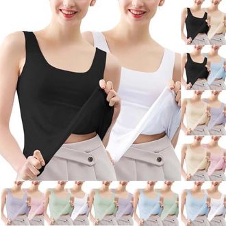 Generic HUIFUAO Lot de 2 débardeurs sans Manches pour Femme - Grande Taille - Noir, Beige + Blanc, M