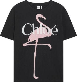Chlo&eacute; Femme, Tops, Noir, Taille: 38 FR T-Shirt Logo Coupe B&eacute;b&eacute;