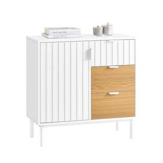 SoBuy Meuble de Rangement Multifonction pour Entrée, Salon et Cuisine - Commode Chambre avec 3 Tiroirs et 1 Porte, Meuble à Chaussures, Pieds en Métal, Faci