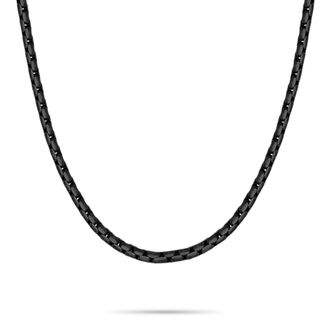 s.Oliver Herren Necklace - Halskette aus mattiertem Edelstahl - IP Schwarz - Venezianerkette 55 cm - wasserfest & hautfreundlich