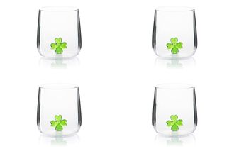 Excelsa Inside Set mit 4 Gl&auml;sern aus Borosilikatglas, handverziert mit Motiven im Glas, transparent, 450 ml (Kleeblatt)