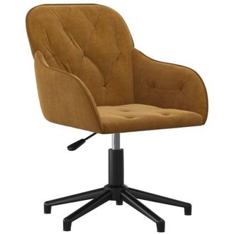 vidaXL Chaise pivotante de bureau Marron Velours Vidaxl