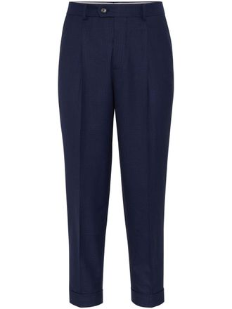 Brunello Cucinelli pantalon à motif Prince de Galles - Bleu