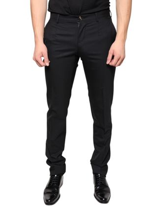 Dolce & Gabbana Black Wool Skinny Men Dress Pants Virgin