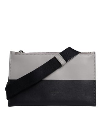 Dolce & Gabbana Mens Black White Leather Logo Embossed Crossbody Bag And Calfskin Viscose Polyester