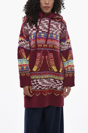 Stella McCartney Gemustertes Strickkleid mit Kapuze Stella McCartney