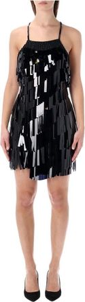 The Attico Femme, Robes, Noir, Taille: 38 FR Mini Robe Paillettes Cristal