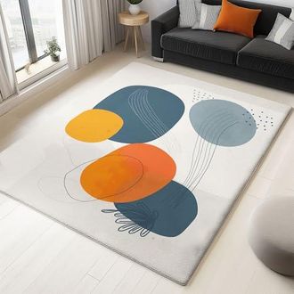 Generic Tapis Formes Abstraites Modernes, Tapis Lavable en Machine Poils Courts 60 x 90 cm Moquette Flanelle Doux Multicolore - Descente de Lit Antid&eacute;Rapant p