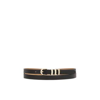 Kazar Schmaler schwarzer G&uuml;rtel mit drei Metallschlaufen - - Accessories - Damen - Schwarzk - 90 CM
