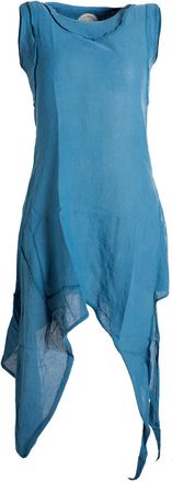 vishes Alternative Bekleidung - Asymmetrisches armloses Lagenlook Zipfelkleid t&uuml;rkis 42-44