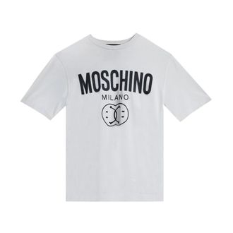 Moschino Homme, Tops, Gris, Taille: S Two Smile T-Shirt