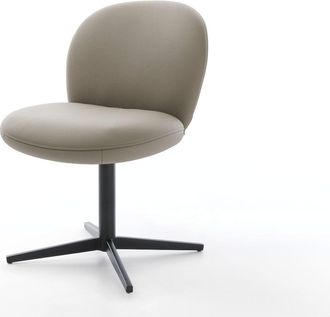 DELIFE Drehstuhl Nube-Flex Echt-Leder Schlamm Fußkreuz Schwarz 360° drehbar Taschenfederkern, Esszimmerstühle